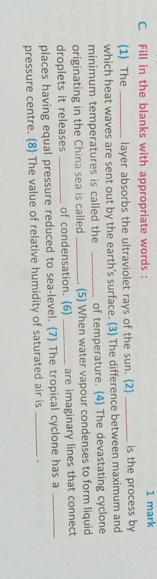 C. Fill in the blanks with appropriate words | StudyX