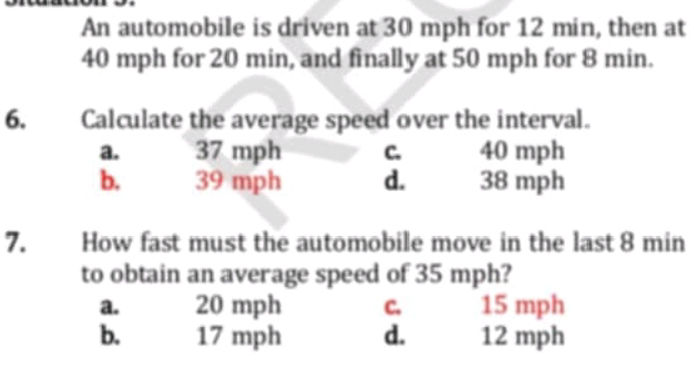 An automobile is driven at 30 mph for 12 | StudyX