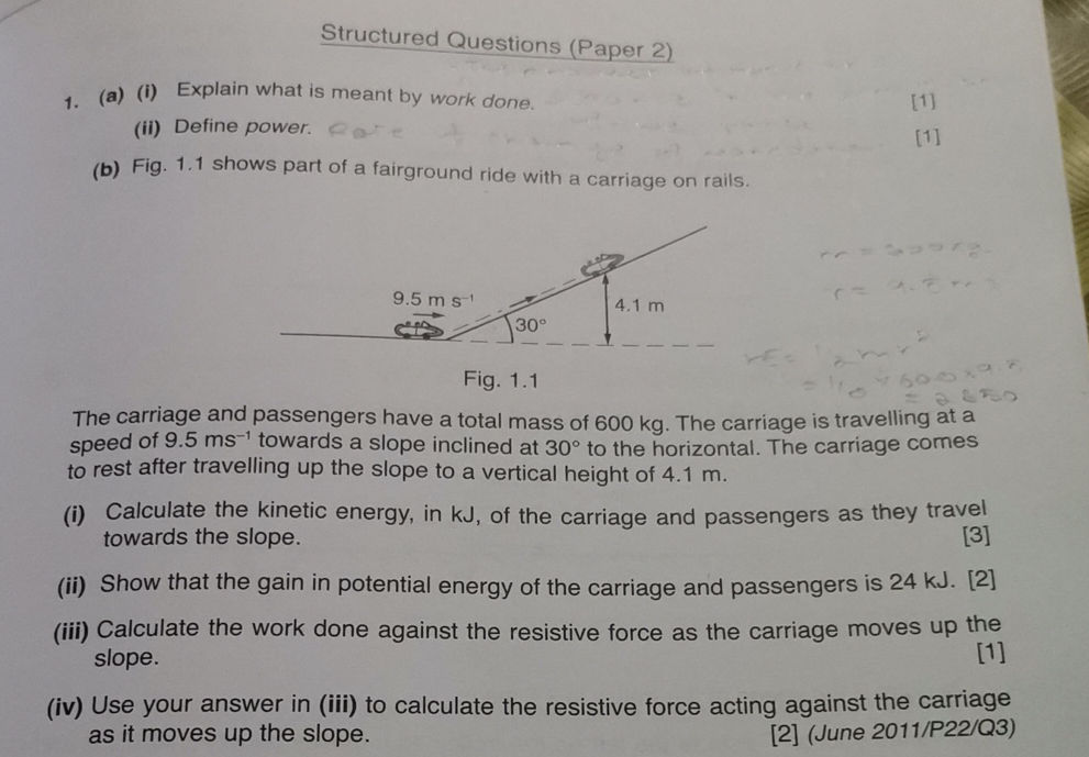 1. (a) (i) Explain what is meant by work | StudyX