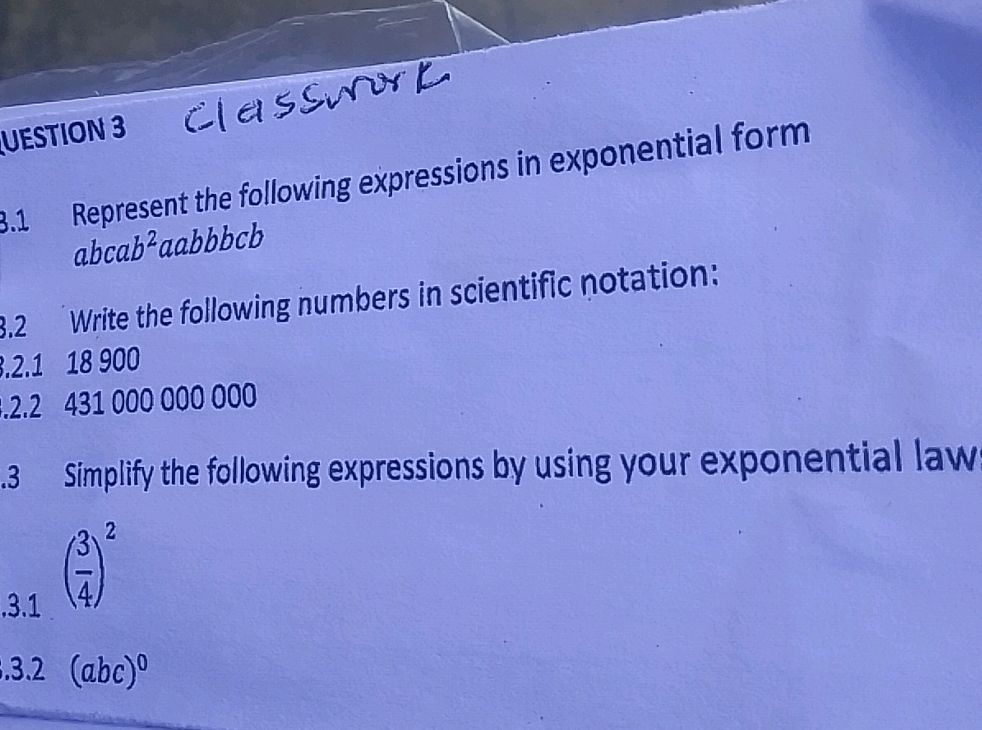 3.1 Represent the following expressions in | StudyX