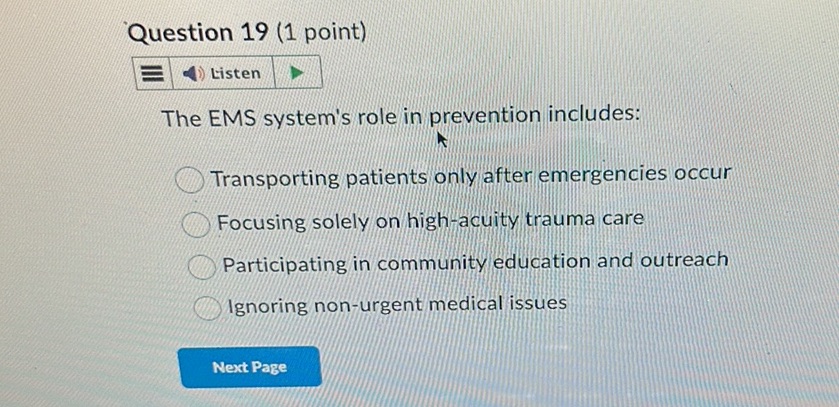 The EMS system's role in prevention | StudyX