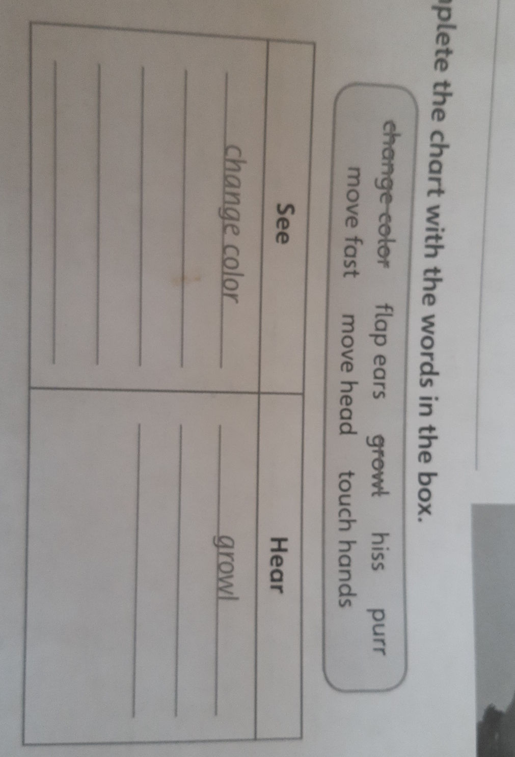 Complete the chart with the words in the | StudyX