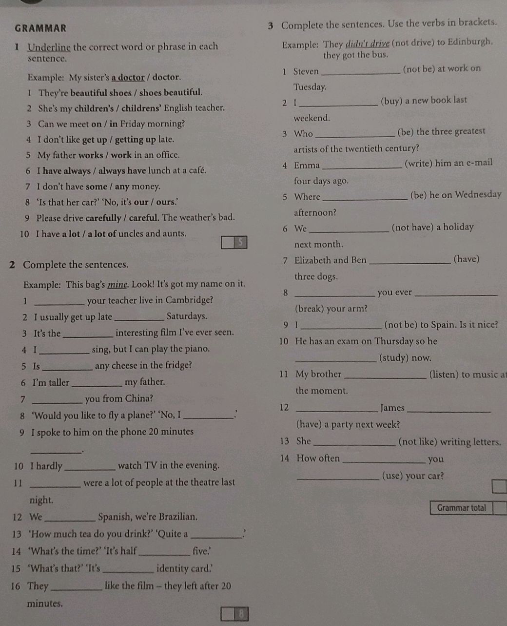 1 Underline the correct word or phrase in | StudyX