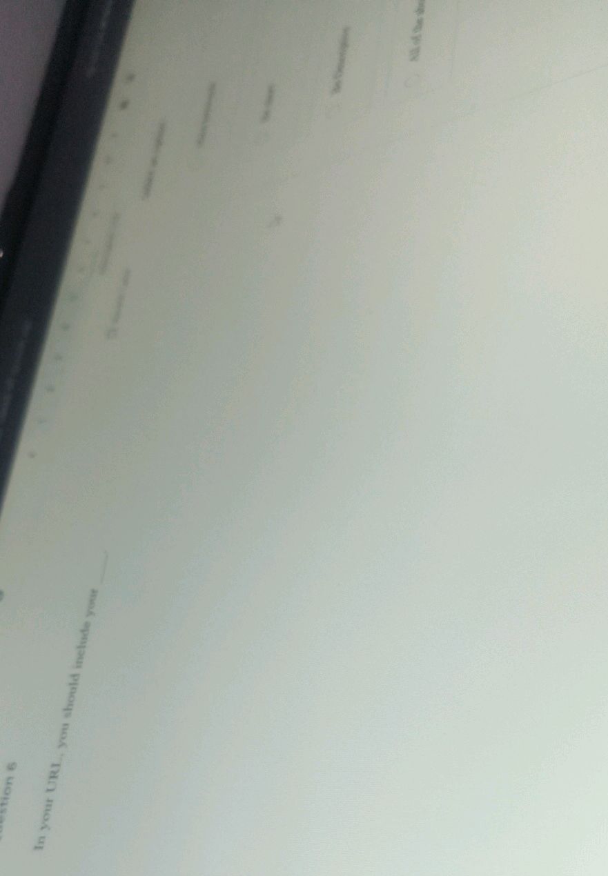 Question 6 In your URL, you should include | StudyX