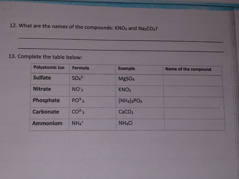 12. What are the names of the compounds: | StudyX