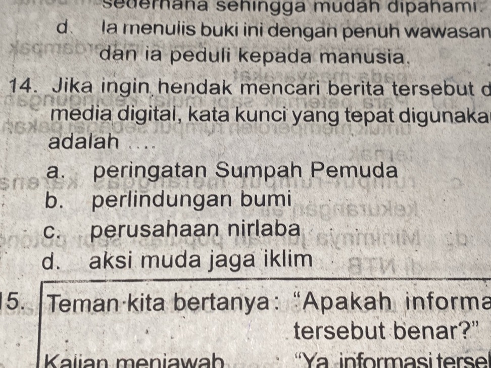 14. Jika ingin hendak mencari berita | StudyX