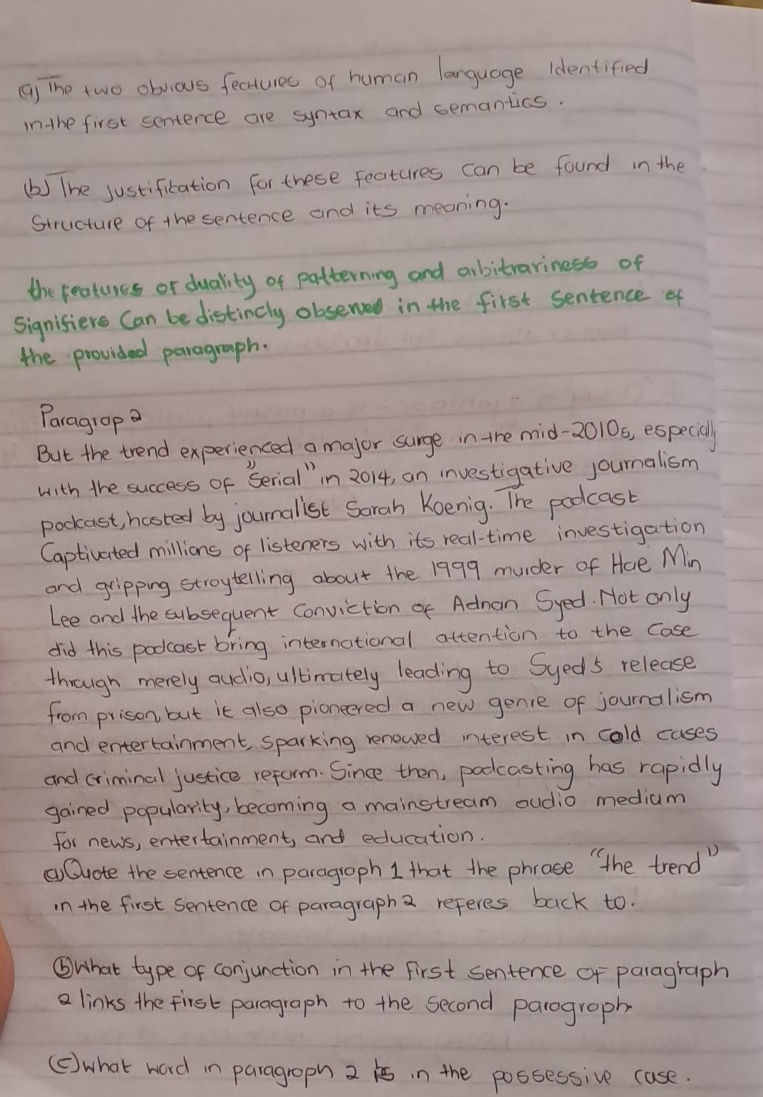 (a) The two obvious features of human | StudyX