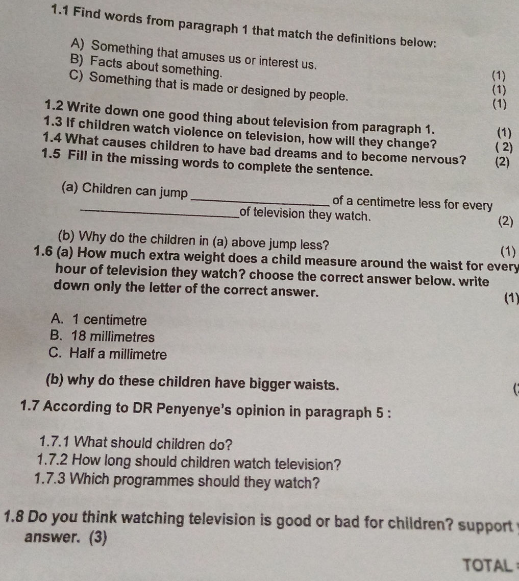 1.1 Find words from paragraph 1 that match | StudyX