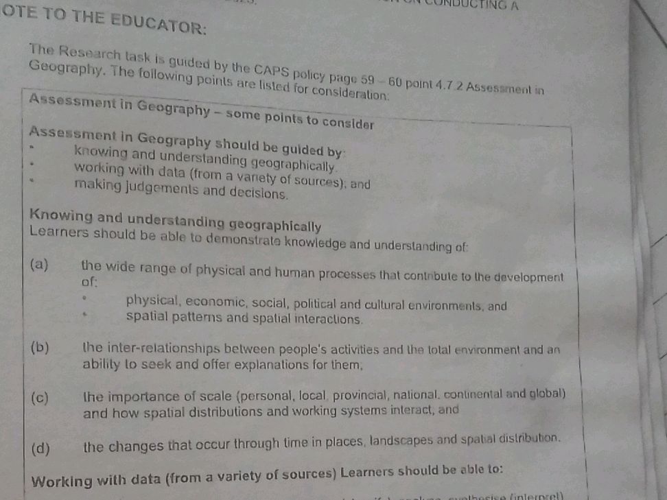 Assessment in Geography - some points to | StudyX
