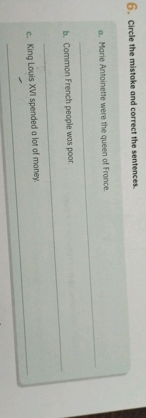 6. Circle the mistake and correct the | StudyX