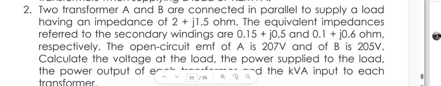 2. Two transformer A and B are connected in | StudyX