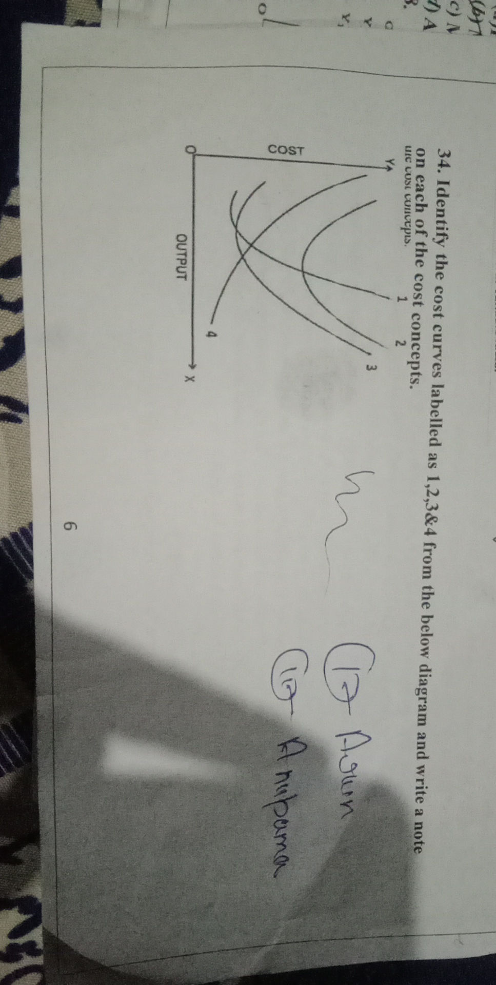 34. Identify the cost curves labelled as | StudyX