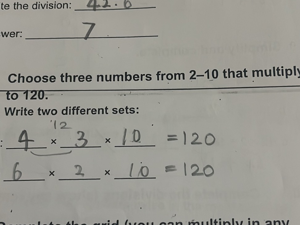 Choose three numbers from 2–10 that multiply | StudyX