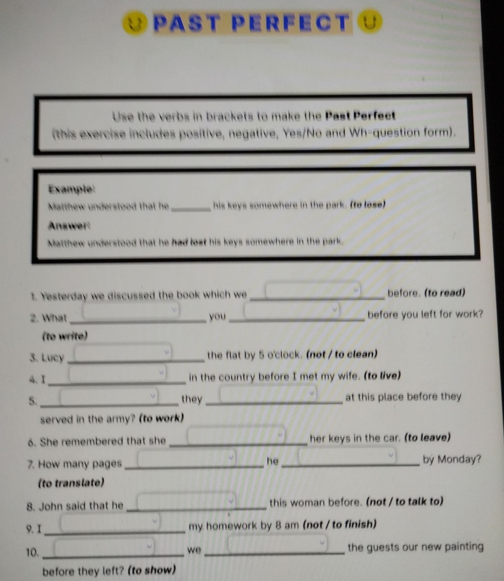 Use the verbs in brackets to make the Past | StudyX