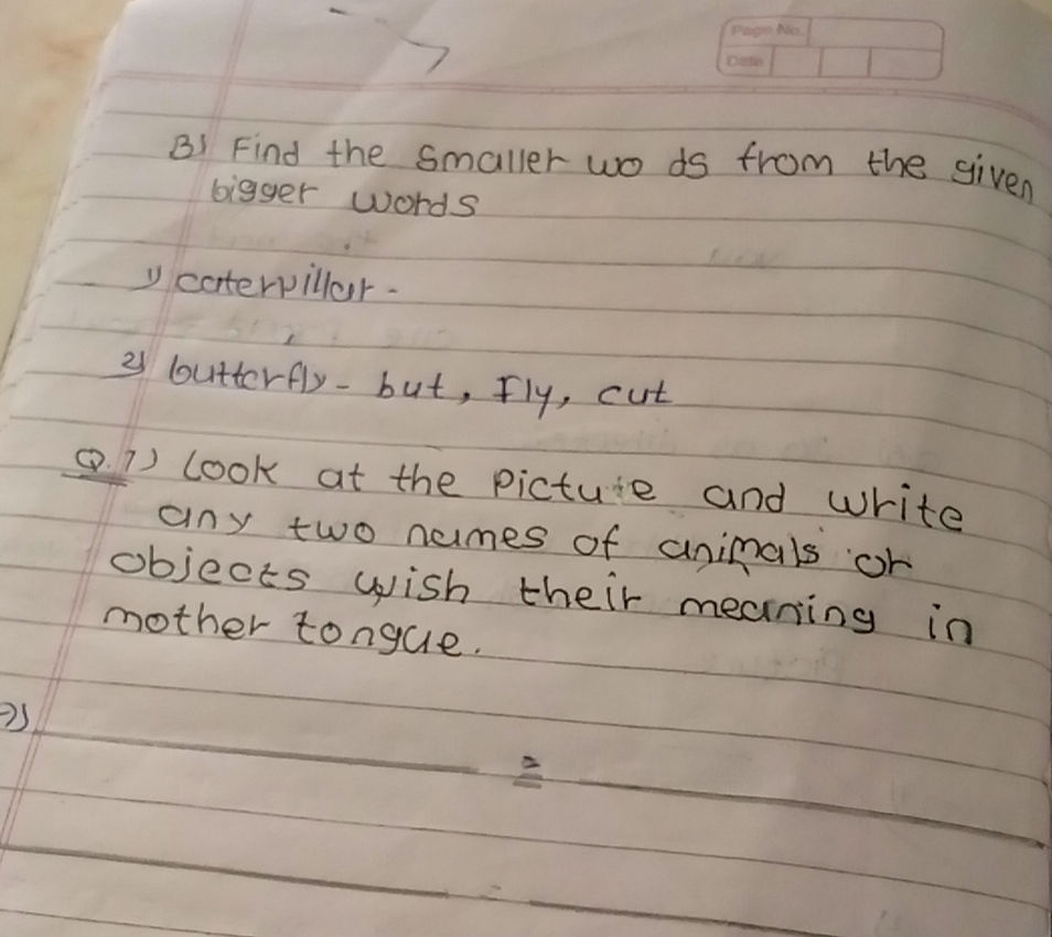 B1 Find the smaller words from the given | StudyX