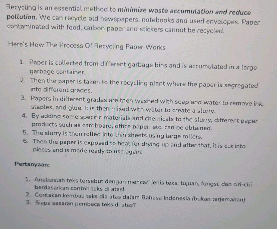 Recycling is an essential method to minimize | StudyX