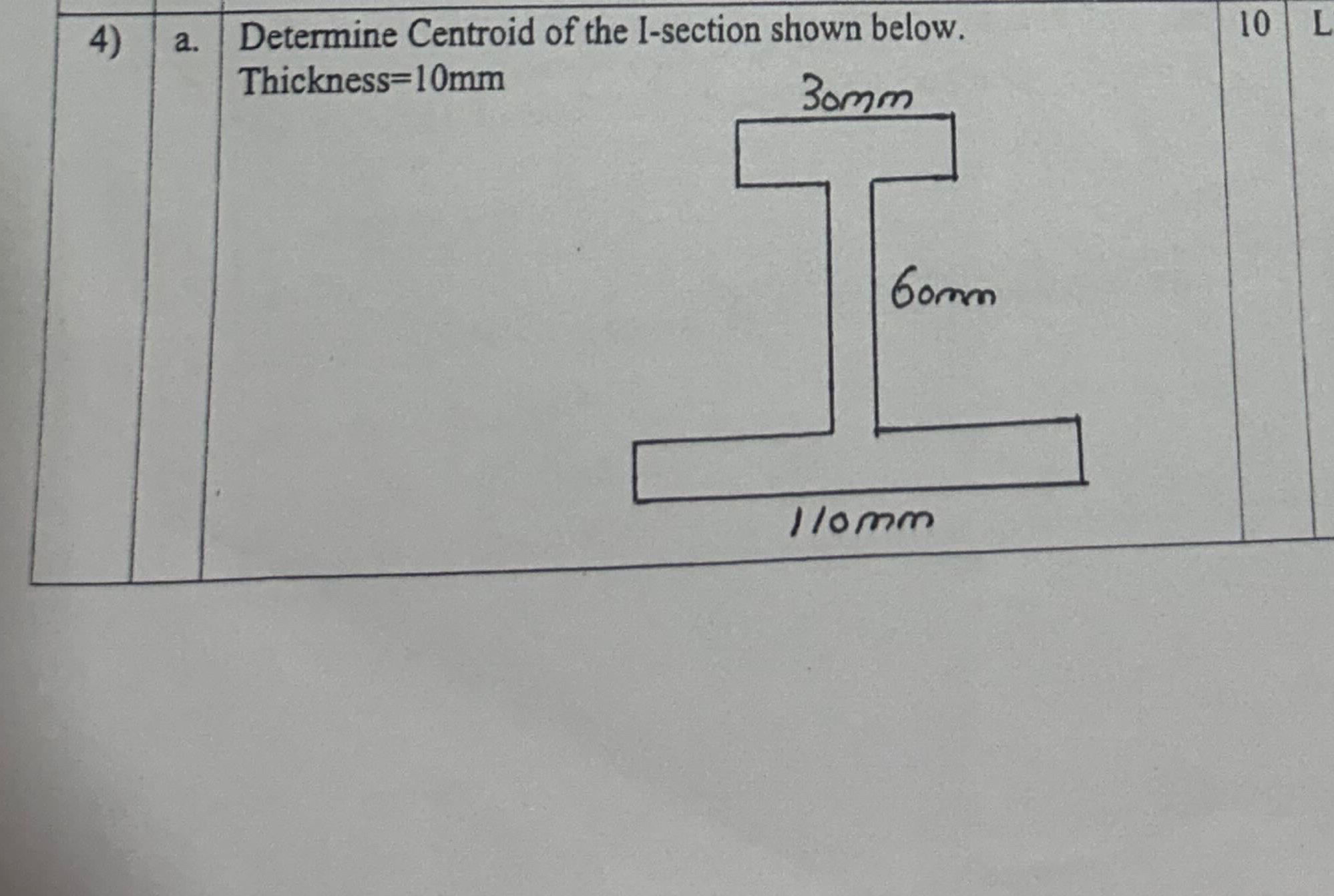 4) a. Determine Centroid of the I-section | StudyX