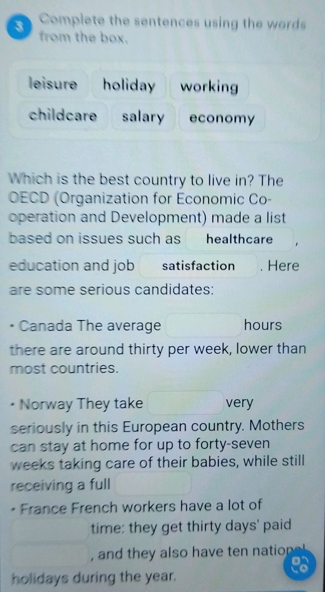 Complete the sentences using the words from | StudyX