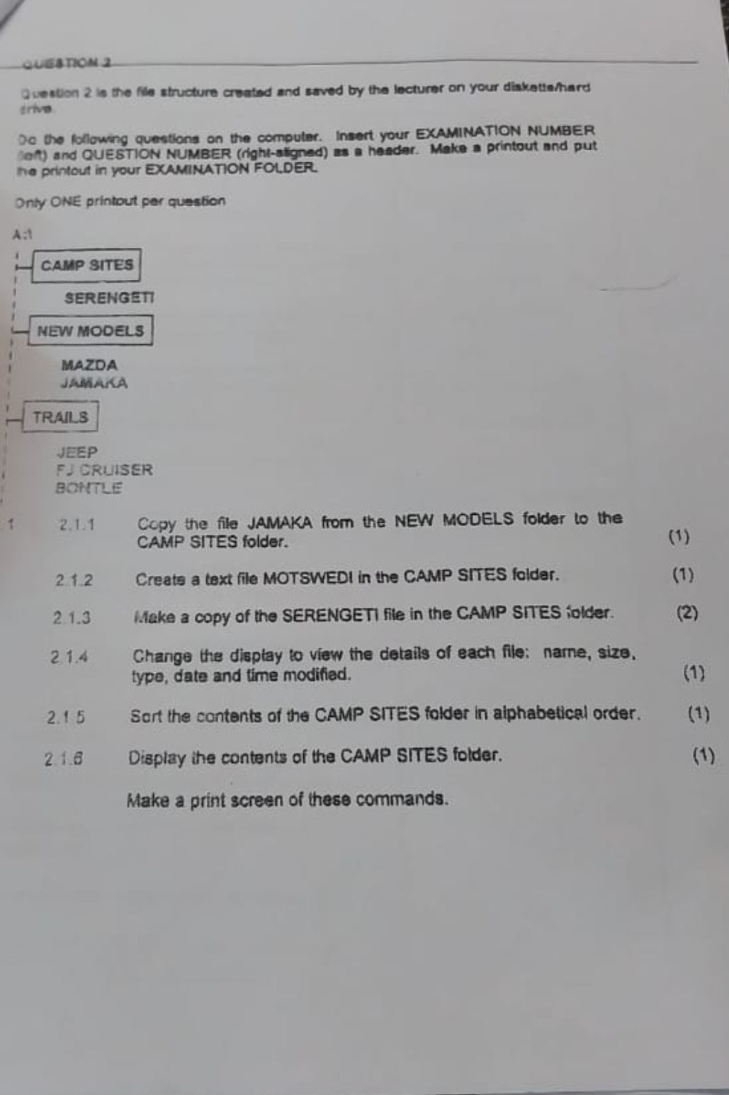 Question 2 is the file structure created and | StudyX