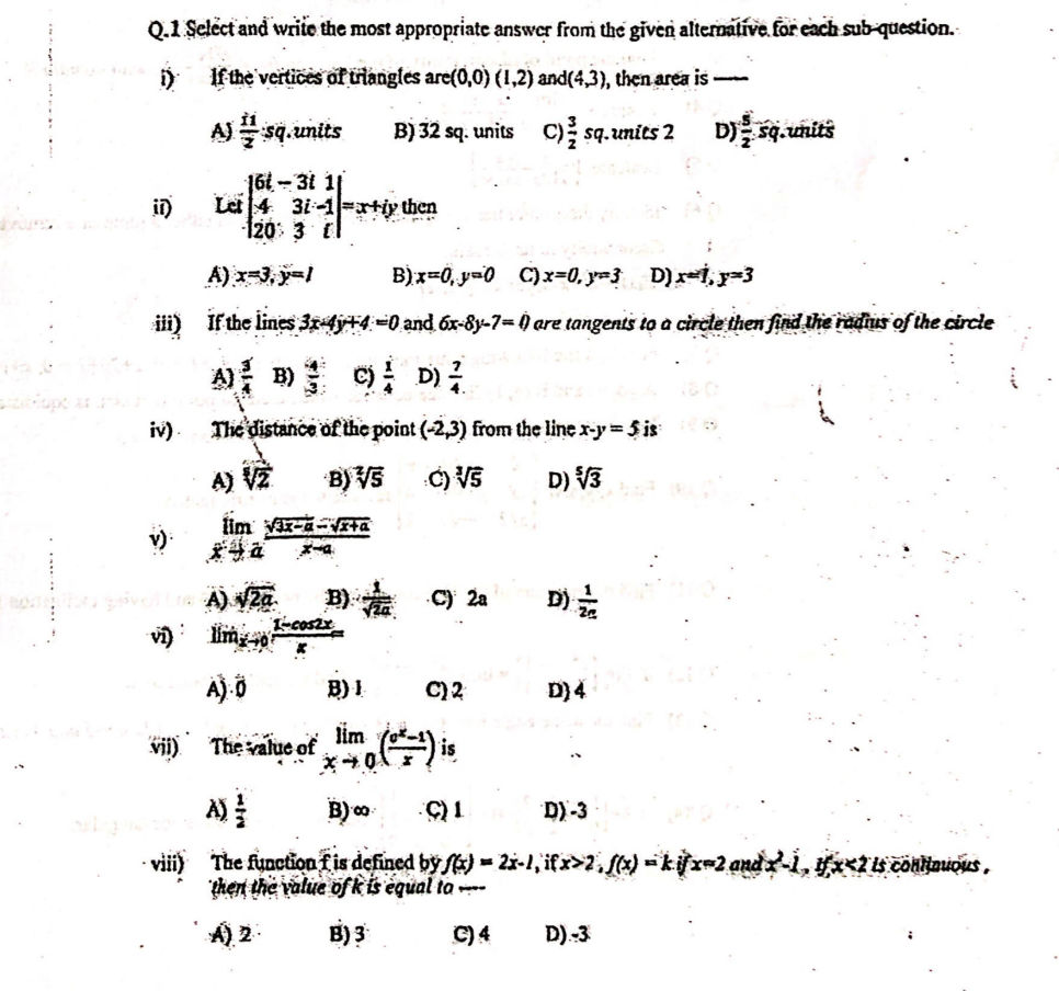 Q.1 Select and write the most appropriate | StudyX