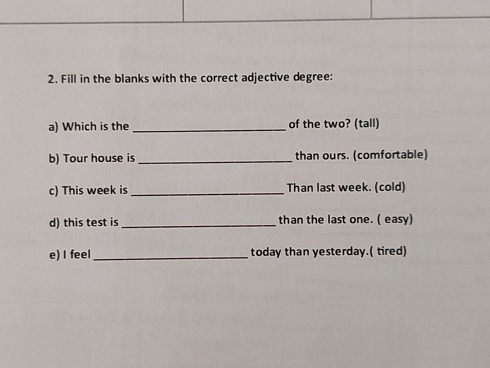 2. Fill in the blanks with the correct | StudyX