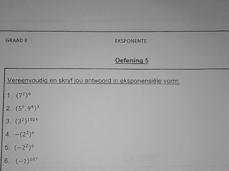 Vereenvoudig en skryf jou antwoord in | StudyX