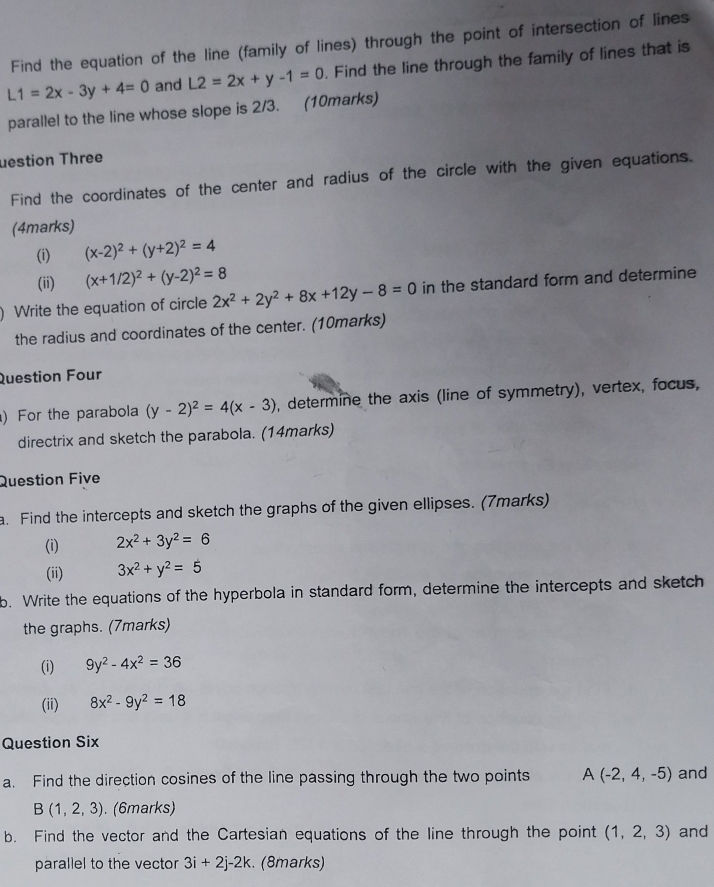 Find the equation of the line (family of | StudyX