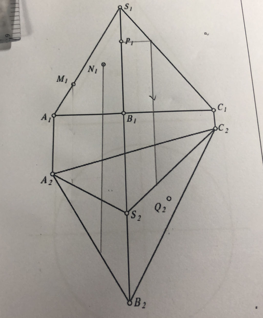 The image contains a 3D geometric diagram. | StudyX