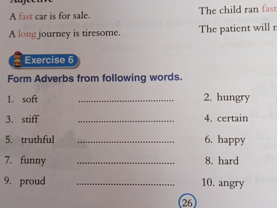 Form Adverbs from following words. 1. soft | StudyX