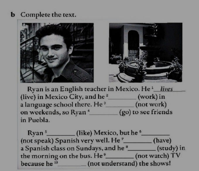 Complete the text. Ryan is an English | StudyX