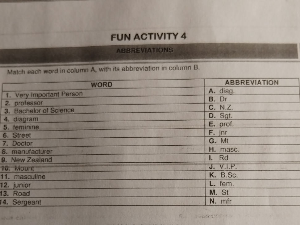 Match each word in column A, with its | StudyX