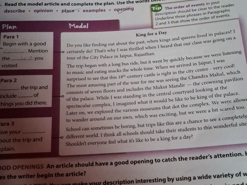 3. Read the model article and complete the | StudyX