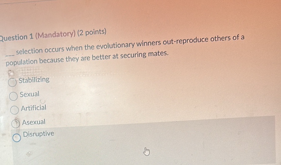 Question 1 (Mandatory) (2 points) ____ | StudyX