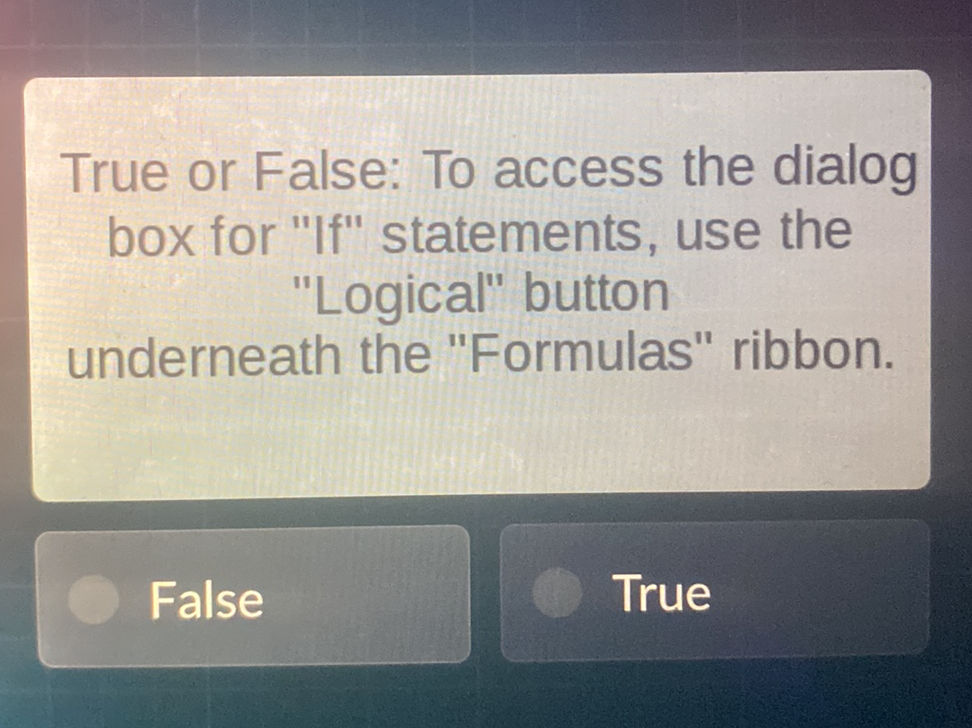 True or False: To access the dialog box for | StudyX