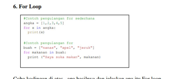 6. For Loop ```python #Contoh pengulangan | StudyX