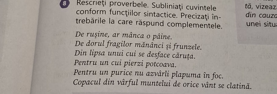 Rescrieți proverbele. Subliniați cuvintele | StudyX