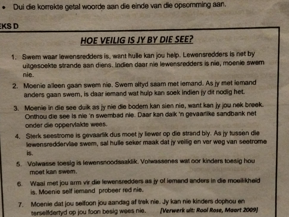 Dui die korrekte getal woorde aan die einde | StudyX