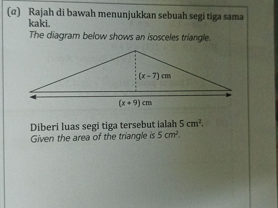 The diagram below shows an isosceles | StudyX