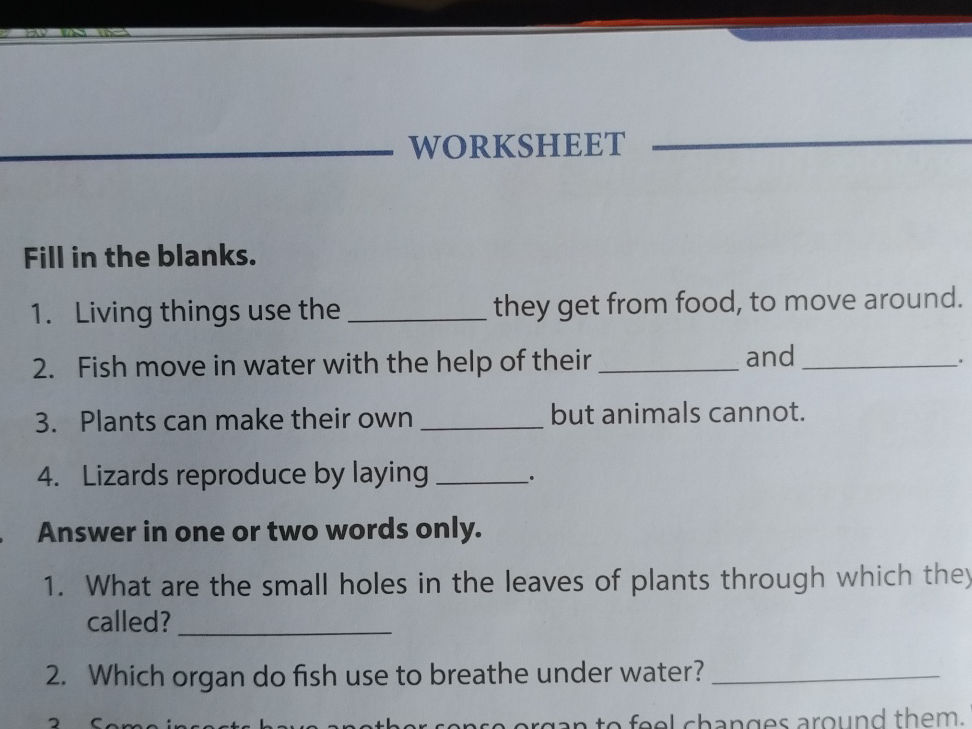 Fill in the blanks. 1. Living things use | StudyX