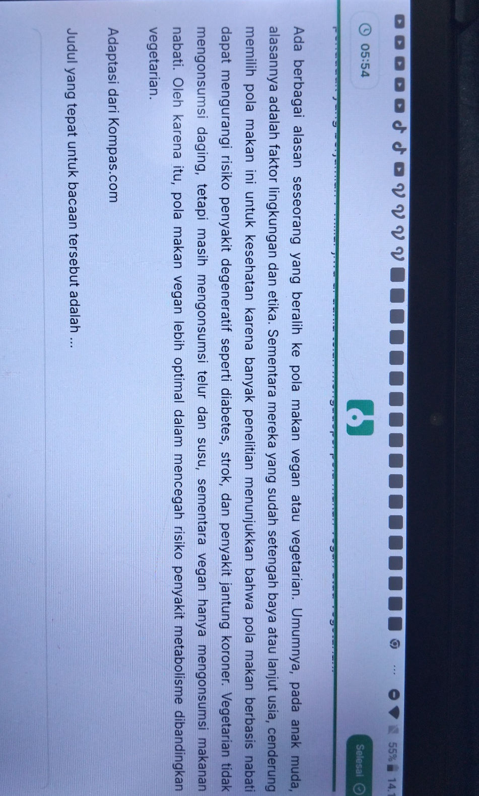 Judul yang tepat untuk bacaan tersebut | StudyX