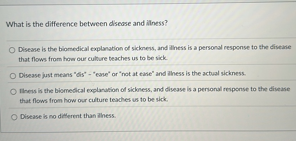 What is the difference between disease and | StudyX