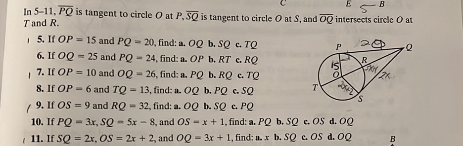 In 5-11, $ {PQ}$ is tangent to circle O at | StudyX