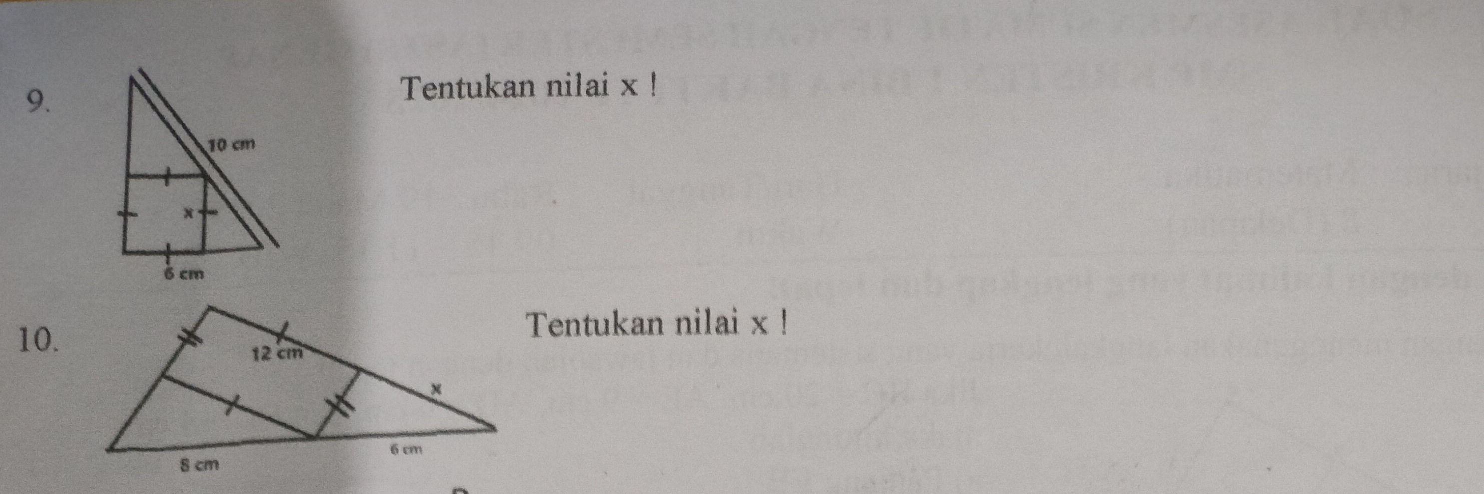 9. Tentukan nilai x ! 10. Tentukan nilai x | StudyX