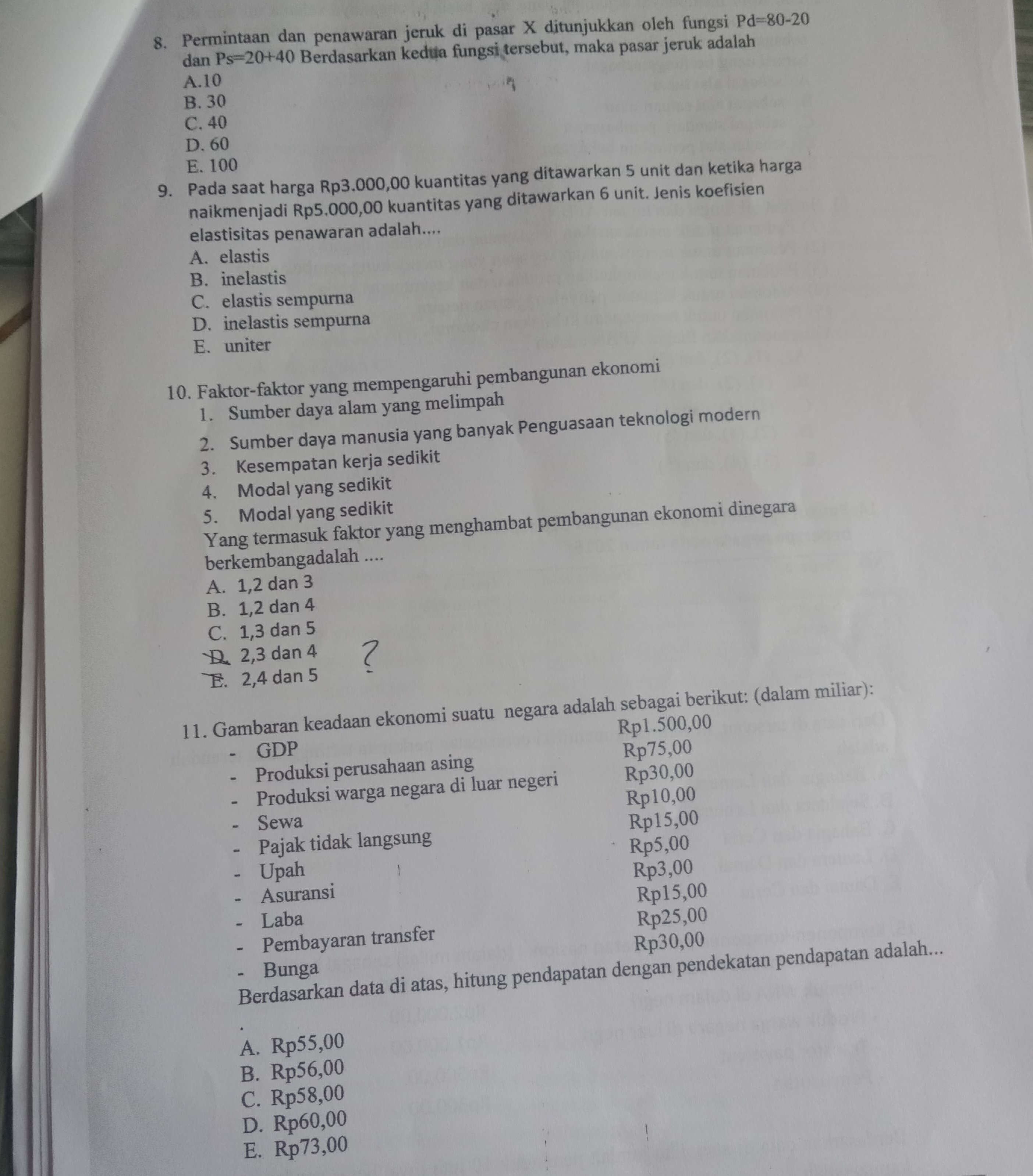 8. Permintaan dan penawaran jeruk di pasar X | StudyX