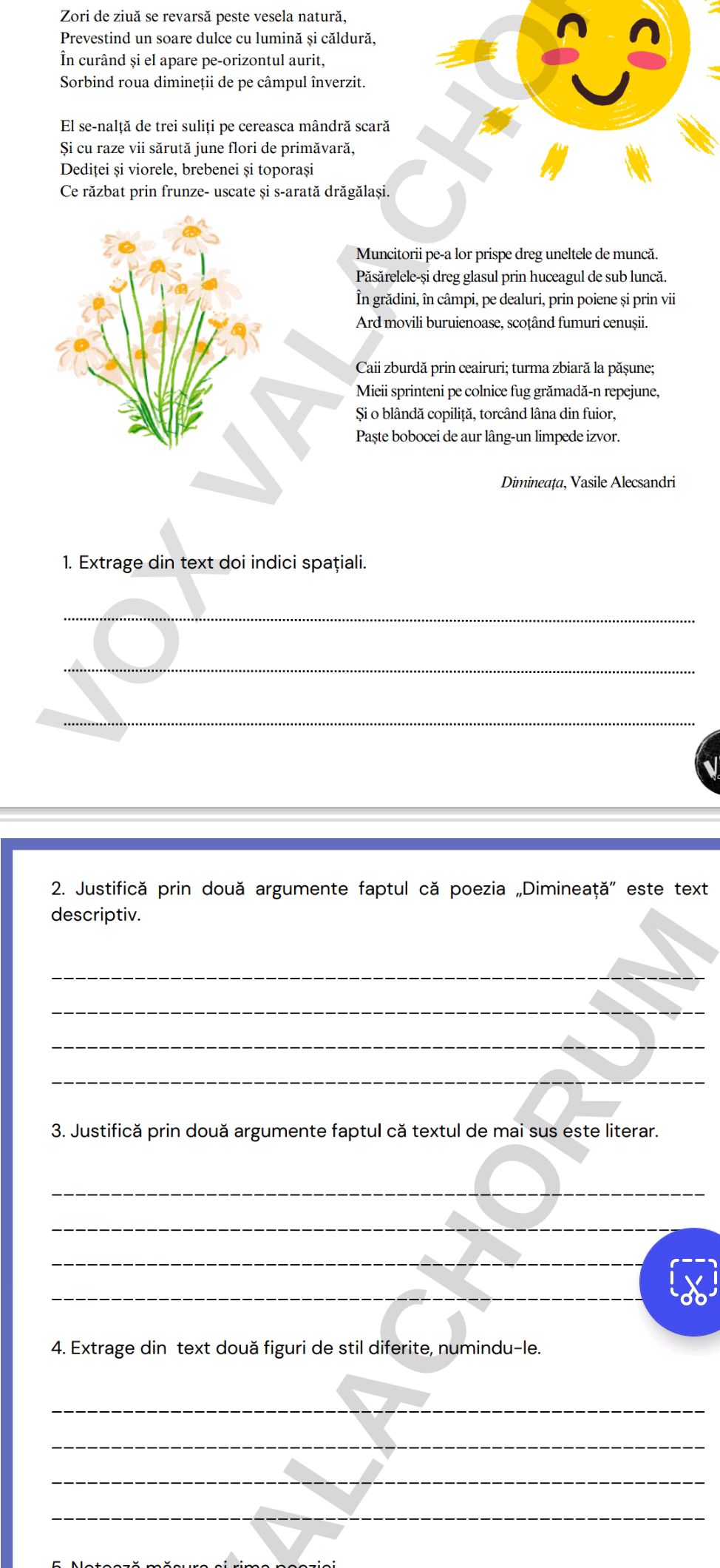 1. Extrage din text doi indici spațiali. 2. | StudyX