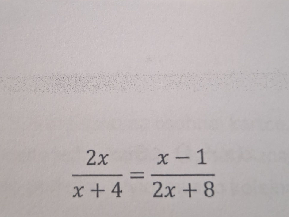 Solve the equation: 2x/(x+4) = (x-1)/(2x+8) | StudyX