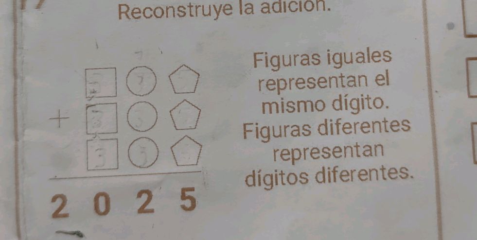 Reconstruye la adicion. + ⬠ ⬠ | StudyX