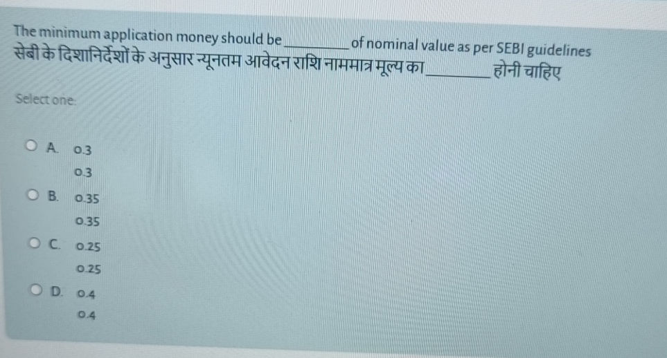 The minimum application money should be of | StudyX