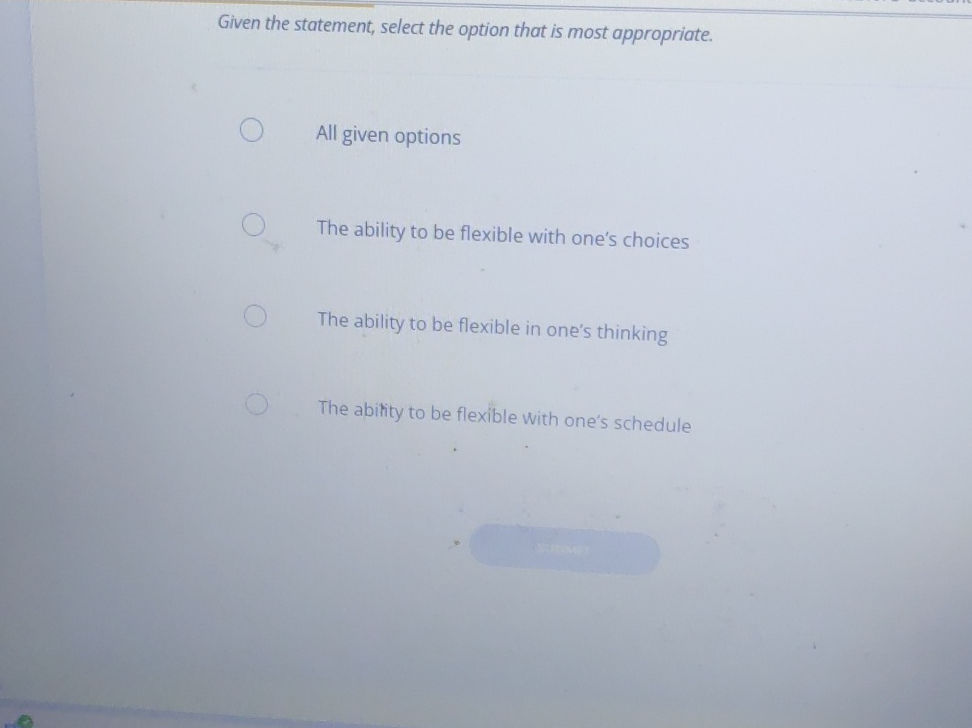 Given the statement, select the option that | StudyX