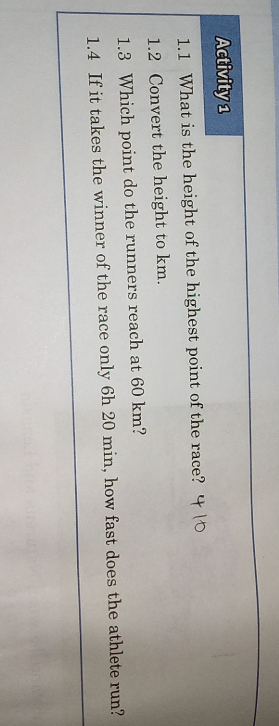 1.1 What is the height of the highest point | StudyX